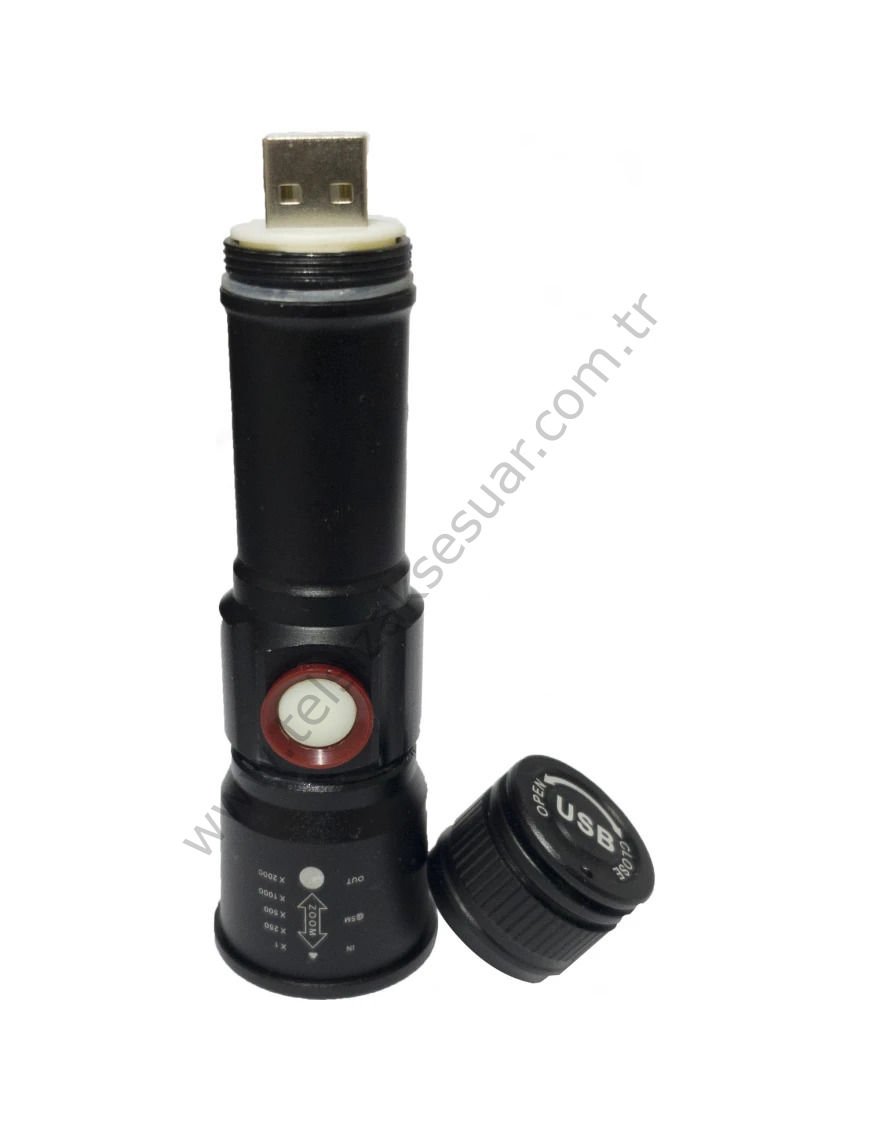 Panther PT-4060 USB Şarjlı Metal El Feneri | Telsiz Aksesuar